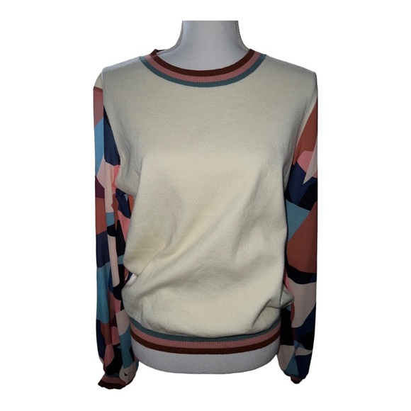 Fate | Sweaters | Fate Cream Sweater With Multicolored Sleeves | Poshmark